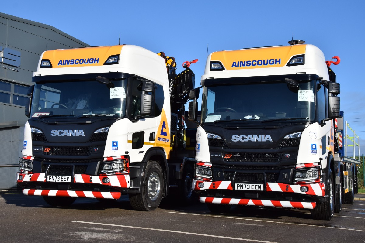 4 x Scania P500 XT 8x2 Flatbed trucks for Ainscough