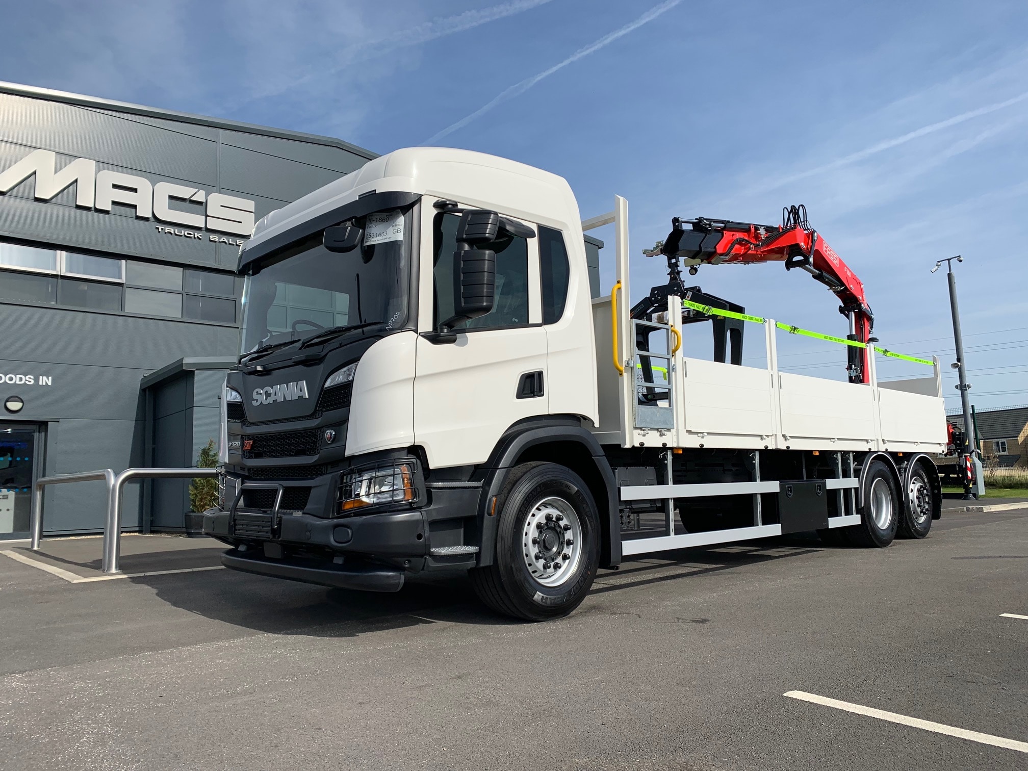 Scania P320 6 x 2 FASSI F155A2.22 with Brick Grab Crane Mounted Rigid ...